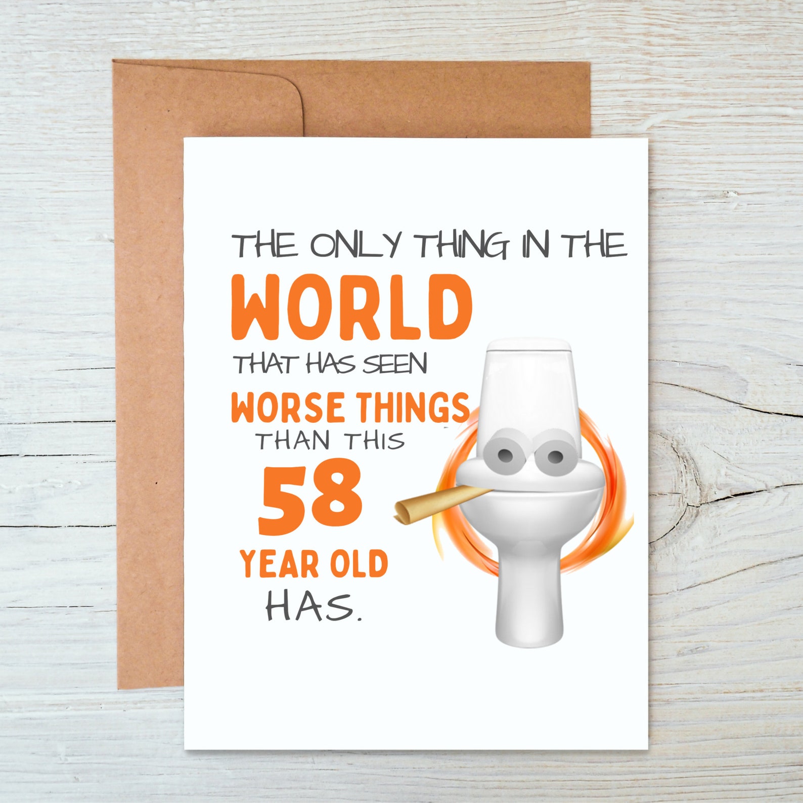 Funny 58th Birthday Card, Funny 58th Birthday Card, 58th Birthday Gift ...