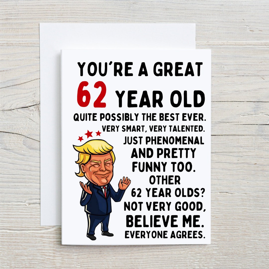 62nd Birthday Card, Funny 62nd Birthday Card, 62nd Birthday Gift Idea ...
