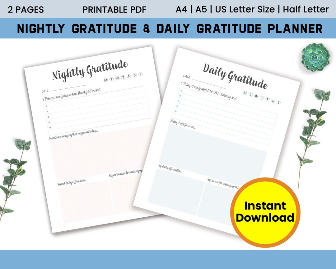 Daily Gratitude Reflection Journal | Morning Nightly Gratitude Log ...