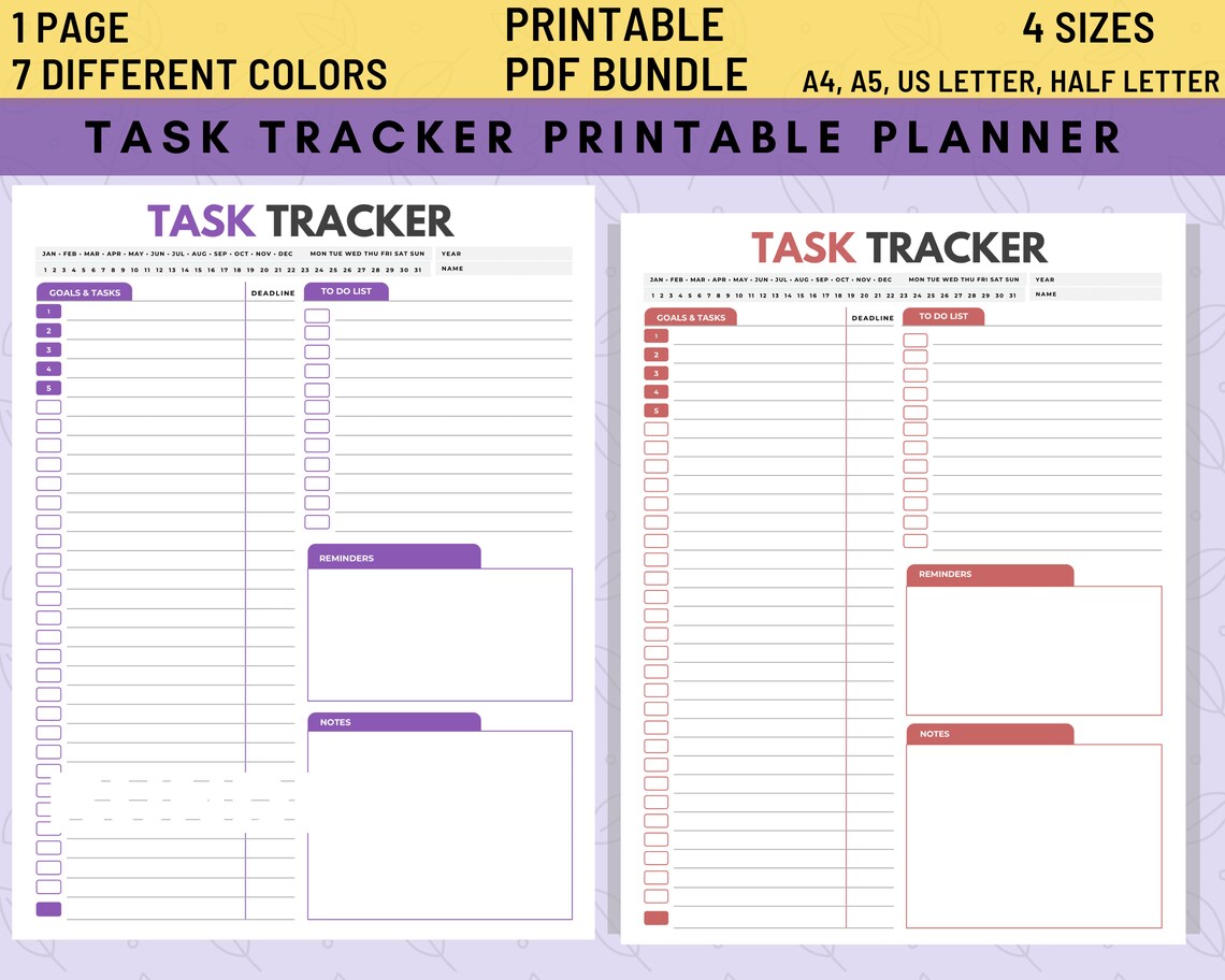 Task Tracker Task Planner Daily Task Tracker Daily Tasks Etsy
