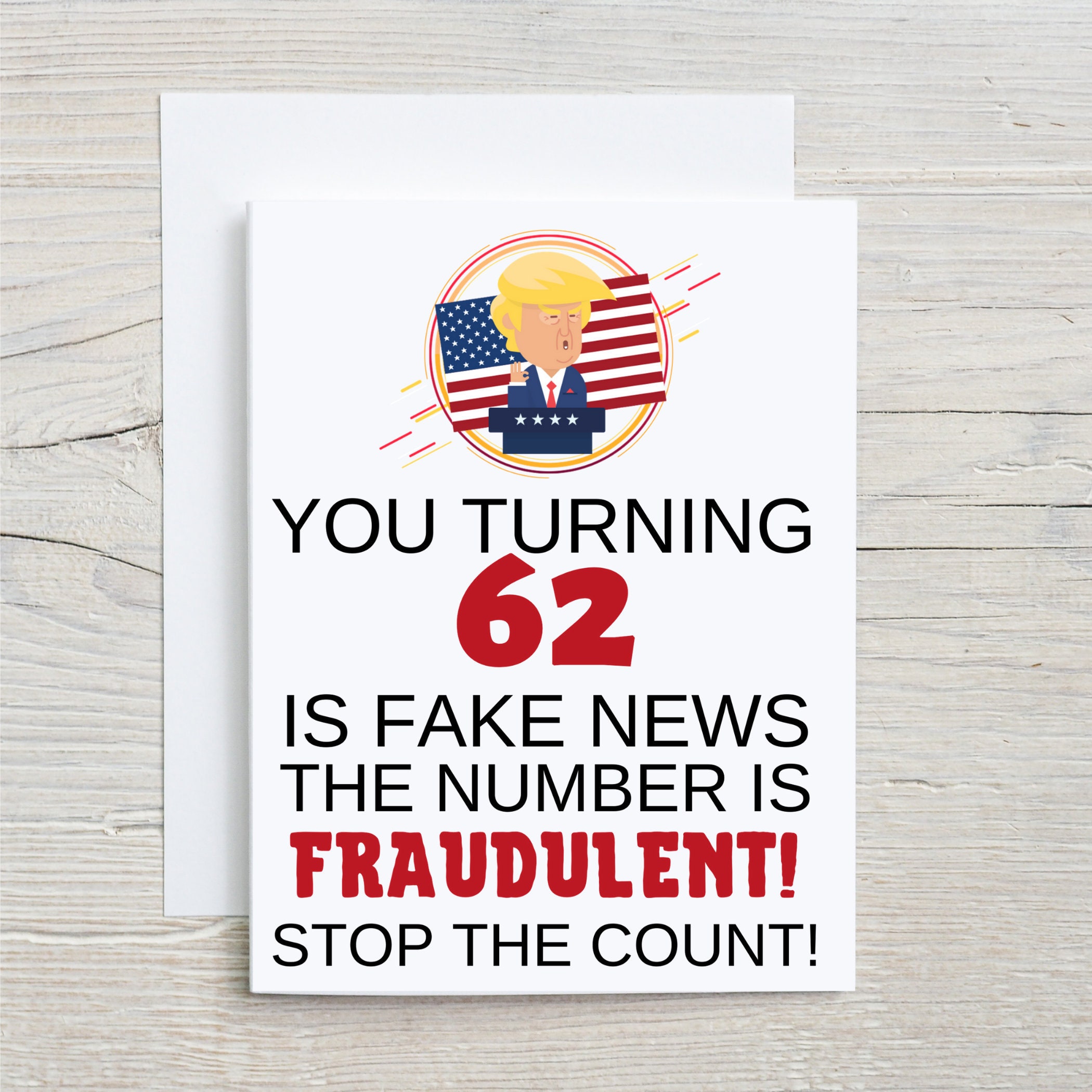 62nd Birthday Card, Funny 62nd Birthday Card, 62nd Birthday Gift Idea ...