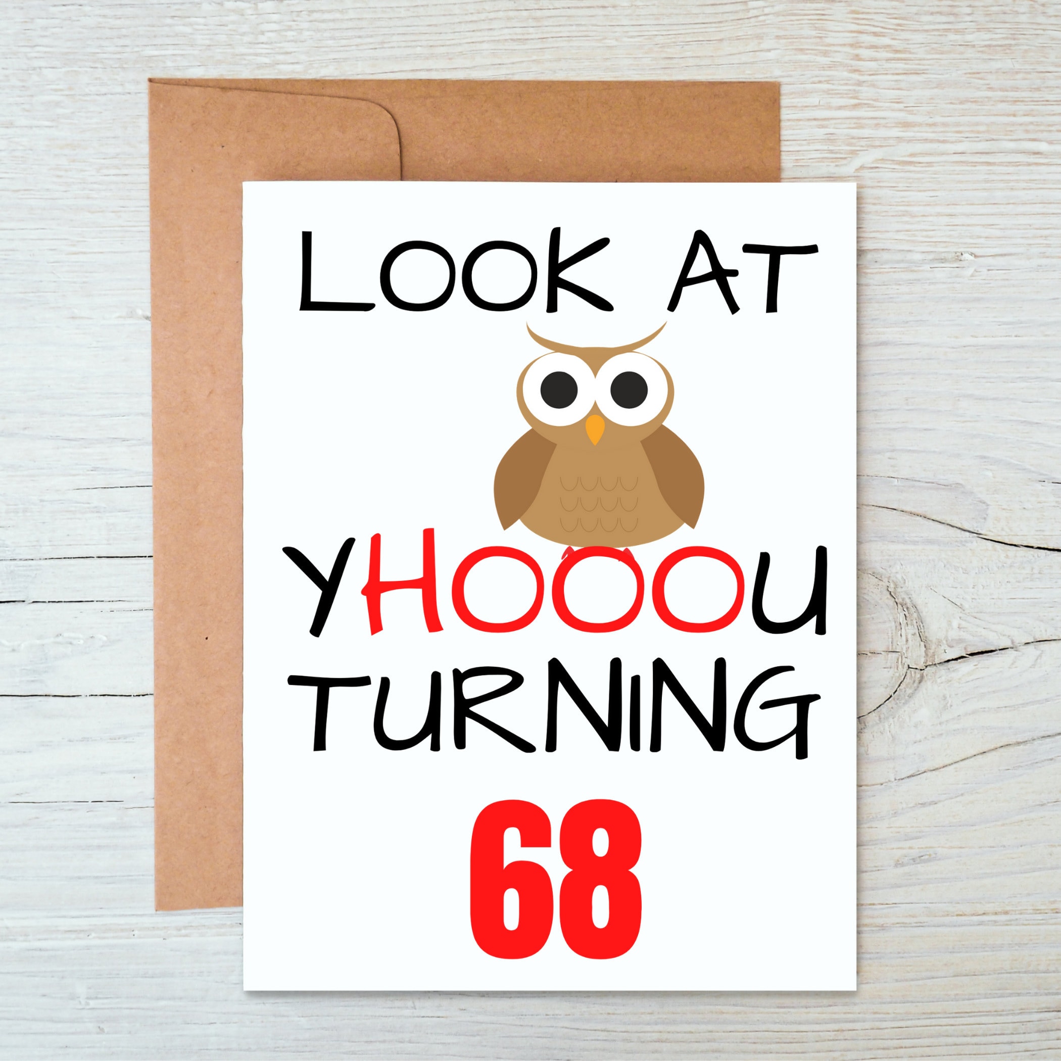 68th Birthday Card, Funny 68th Birthday Card, 68th Birthday Gift Idea ...