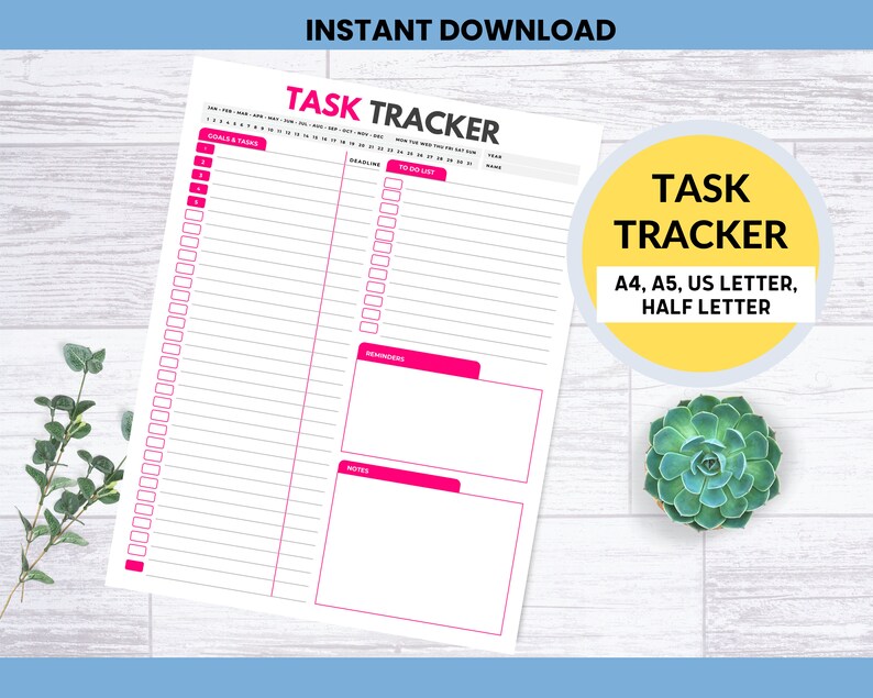 Task Tracker, Task Planner, Daily Task Tracker, Daily Tasks, Daily ...