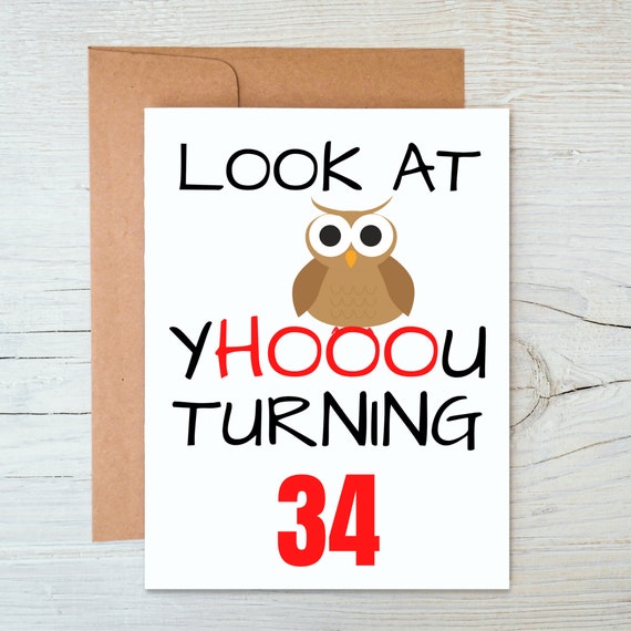 34th Birthday Card funny 34th birthday card 34th birthday | Etsy