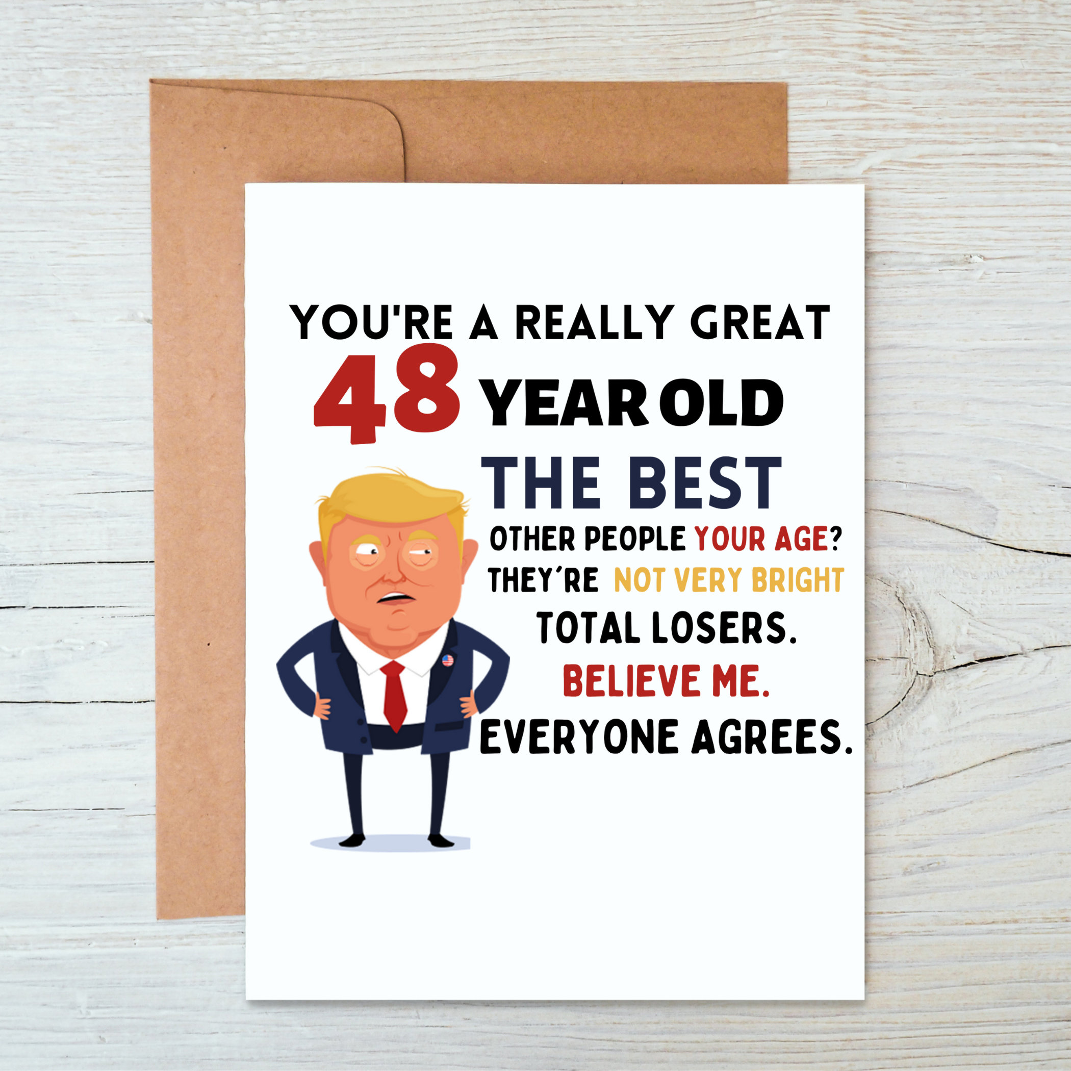 48th Birthday Card, Funny 48th Birthday Card, 48th Birthday Gift Idea ...