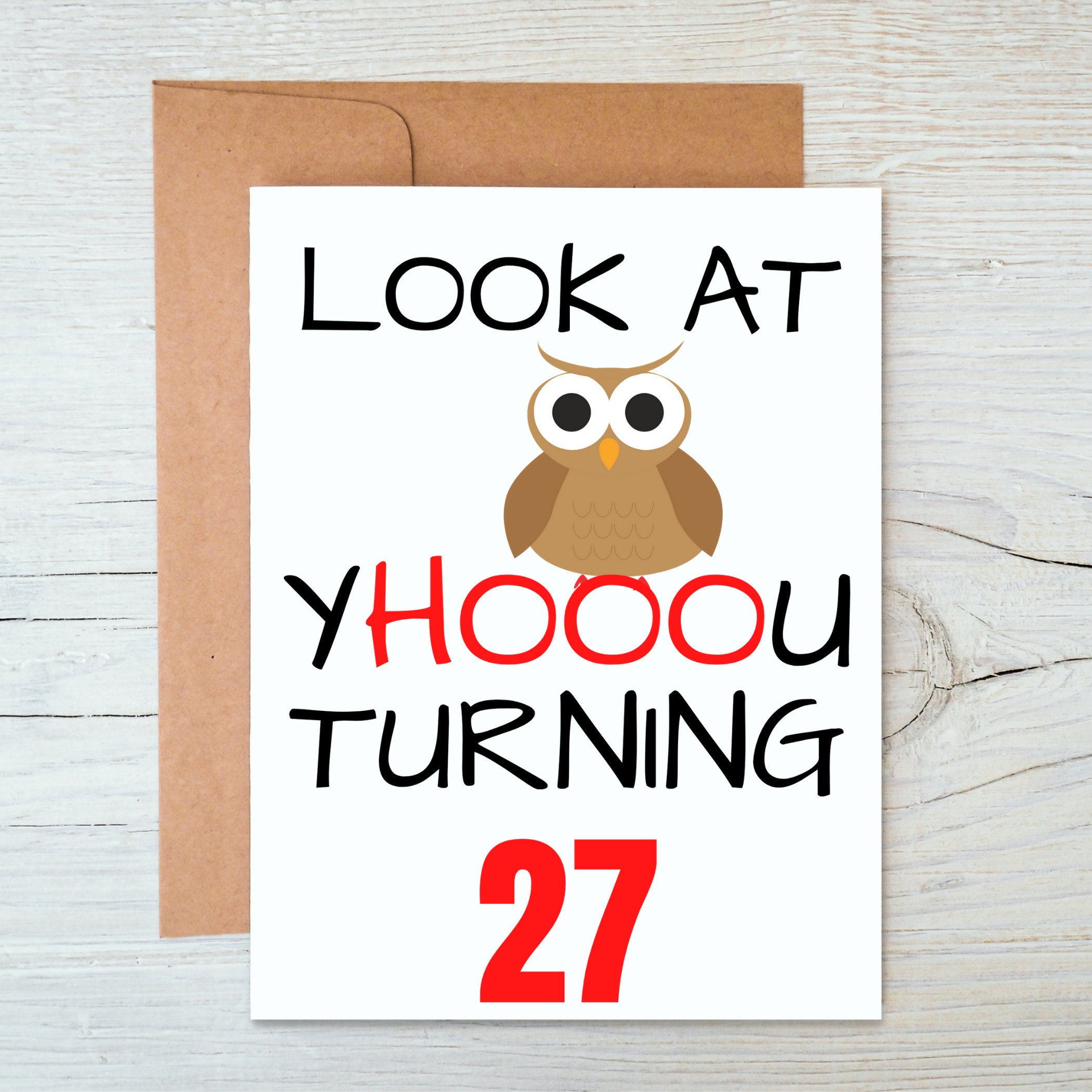 27th Birthday Card, Funny 27th Birthday Card, 27th Birthday Gift Idea ...