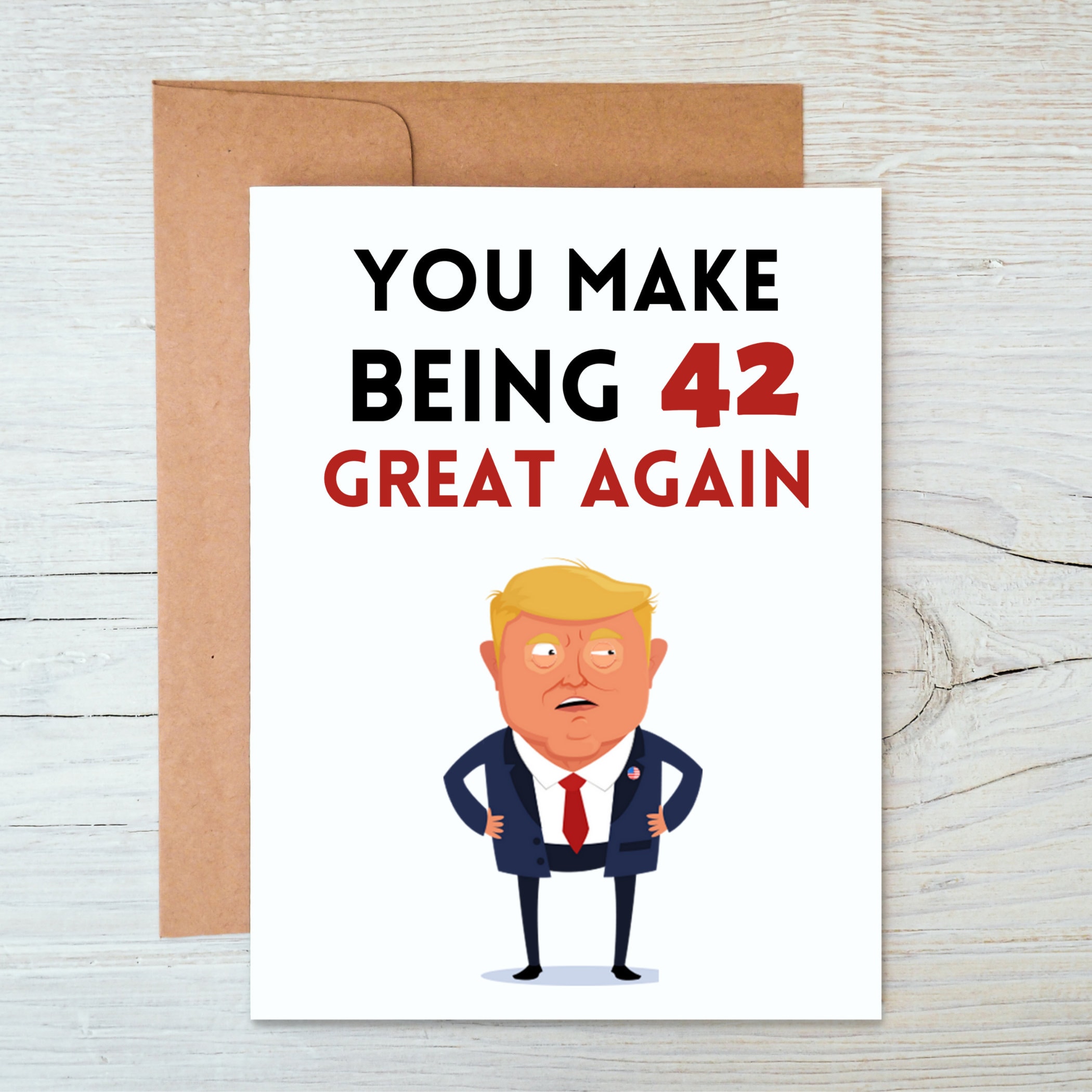 42nd Birthday Card, Funny 42nd Birthday Card, 42nd Birthday Gift Idea ...