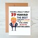 39th Birthday Card, Funny 39th Birthday Card, 39th Birthday Gift Idea ...