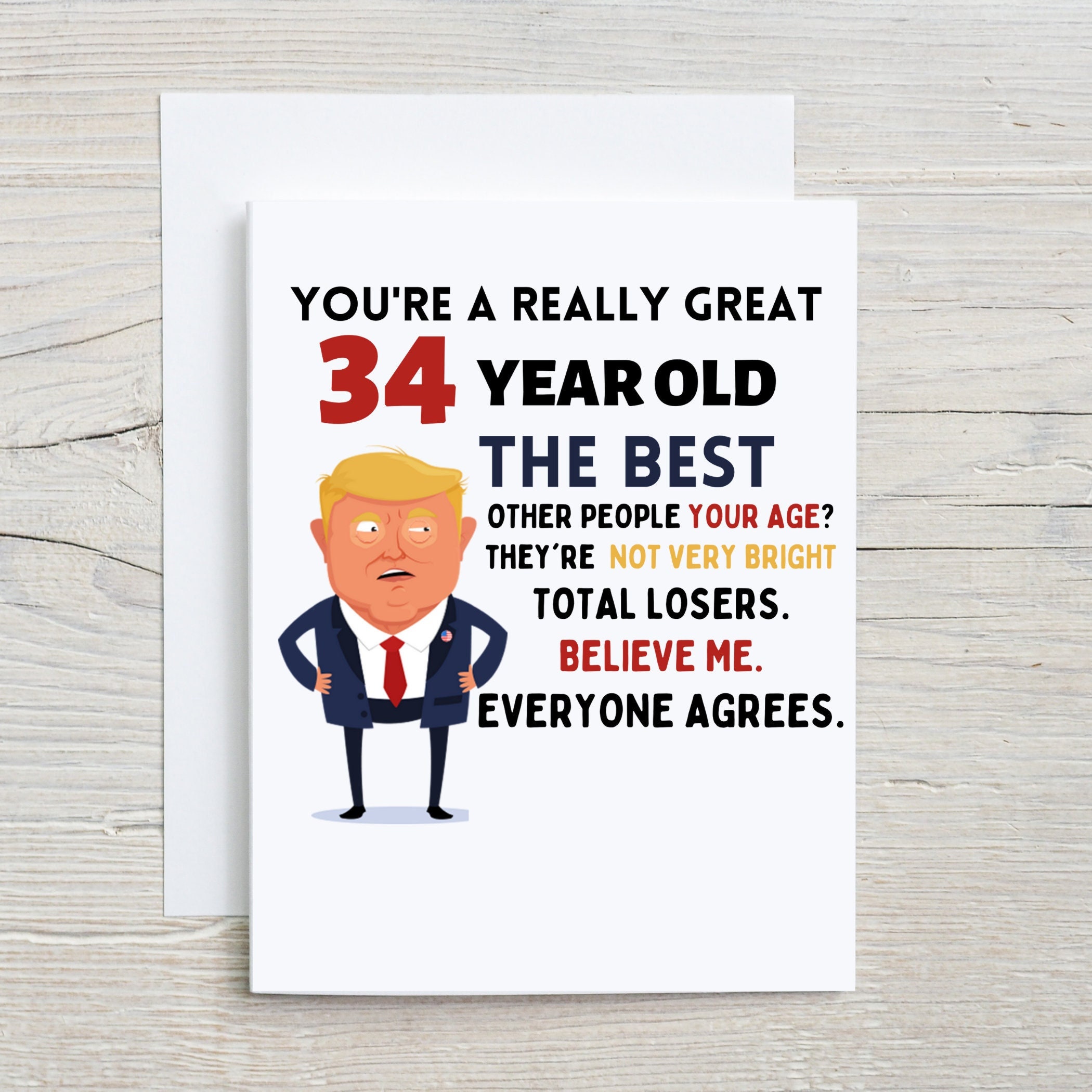 Best 34th Birthday Card, Funny 34th Birthday Card, 34th Birthday Gift ...