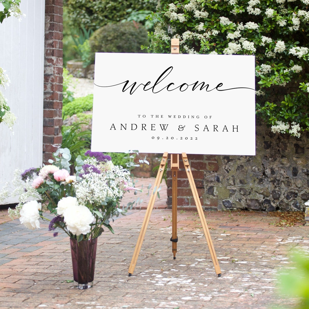 Wedding Welcome Sign, Framed Wedding Entrance Canvas Sign, Wedding ...