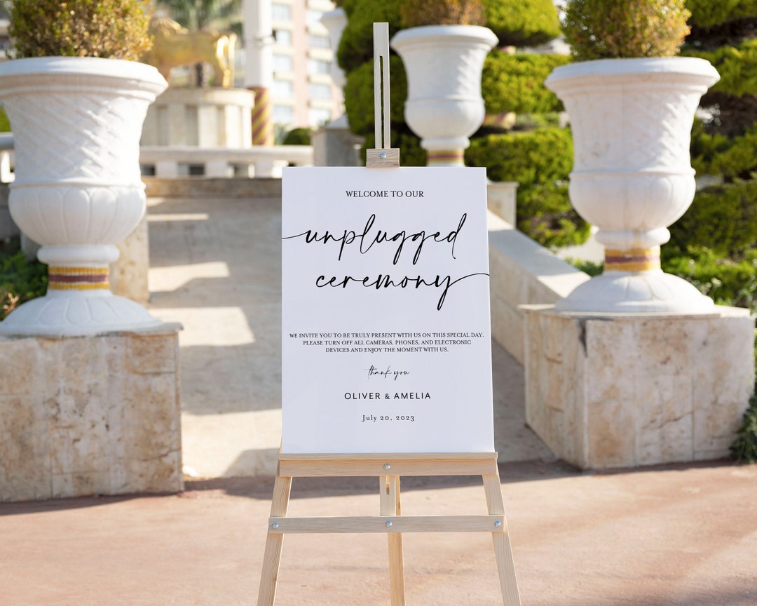 Unplugged Ceremony Sign, Minimalist Welcome Sign, Wedding Sign ...