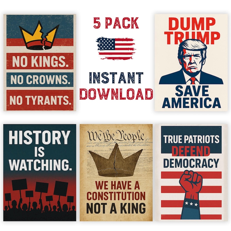 Digital Download Anti Trump Poster Set of 5, Political Protest, Pro ...