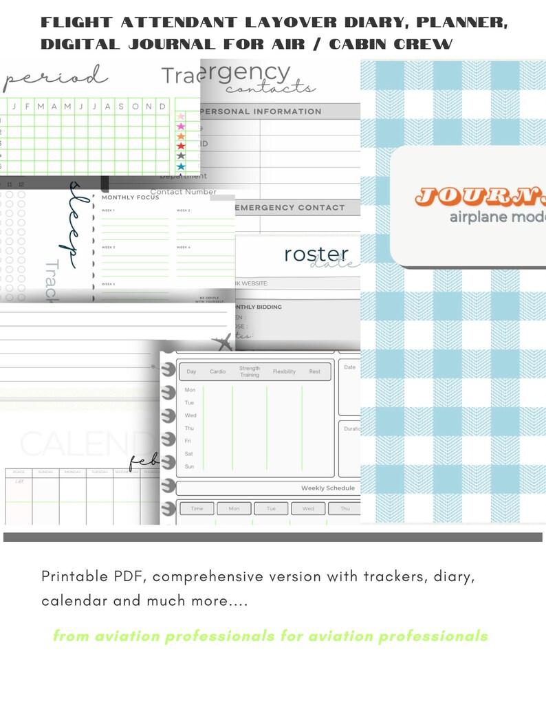 Flight Attendant Layover Planner, Comprehensive Digital Journal, Cabin ...