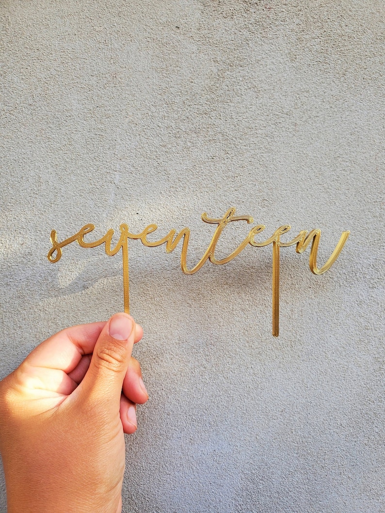 Seventeen Cake Topper 17 Cake Topper Dainty Seventeen Cake | Etsy