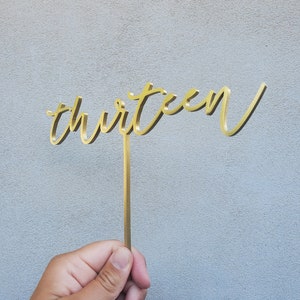 Thirteen Cake Topper | Number Cake Topper | Gold Cake Topper | Custom ...