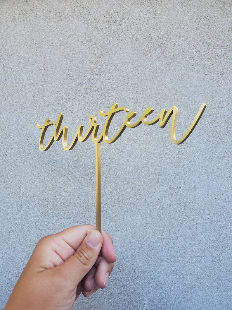 Thirteen Cake Topper | Number Cake Topper | Gold Cake Topper | Custom ...
