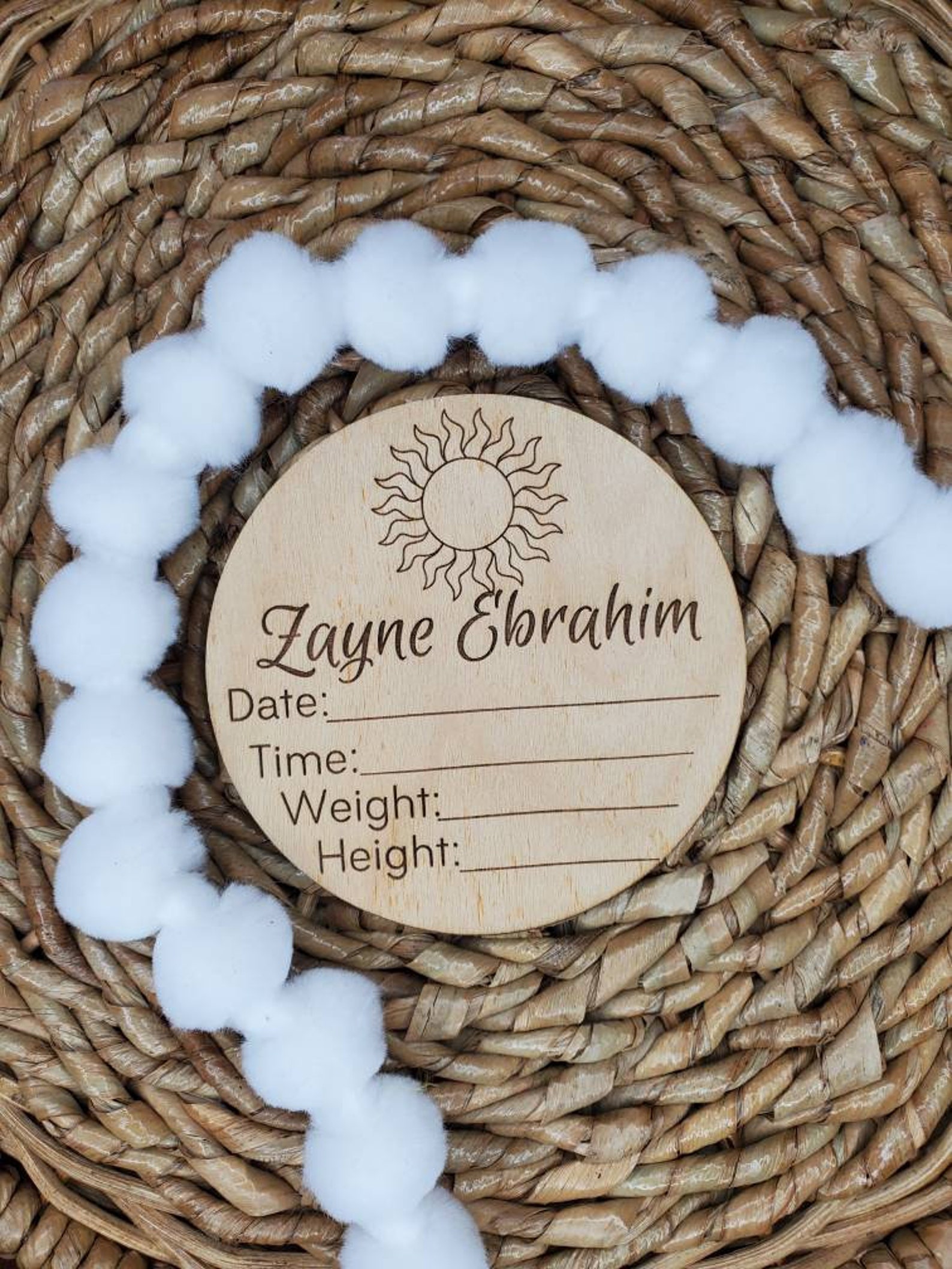 Custom Baby Name Tag With Birth Stats Personalized Birth | Etsy