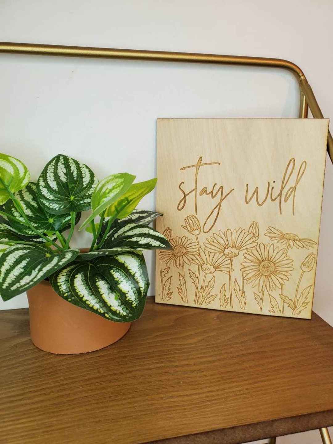 Stay Wild Wood Sign | Wildflower Sign | Sign for Shelves and Desks ...