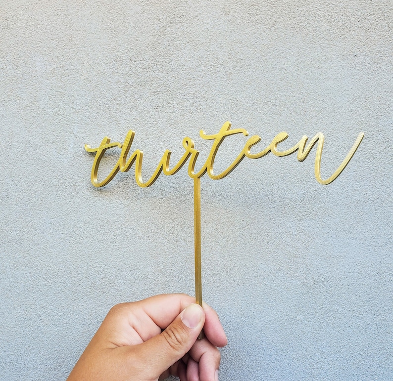 Thirteen Cake Topper Number Cake Topper Gold Cake Topper | Etsy