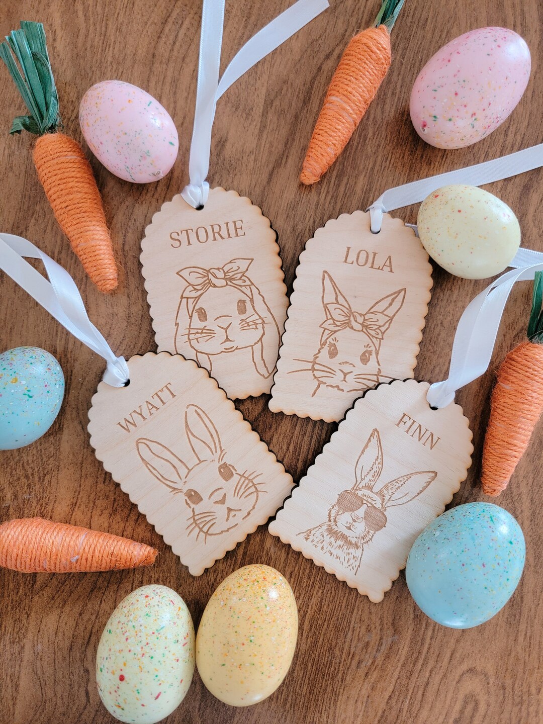 Easter Basket Name Tags | Easter Bunny Tags | Wood Easter Basket Tags ...
