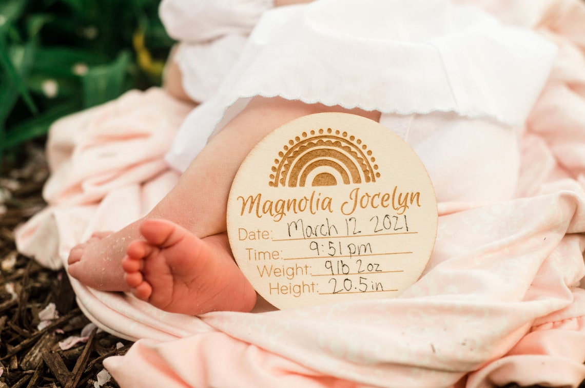 Custom Baby Name Tag With Birth Stats Personalized Birth | Etsy