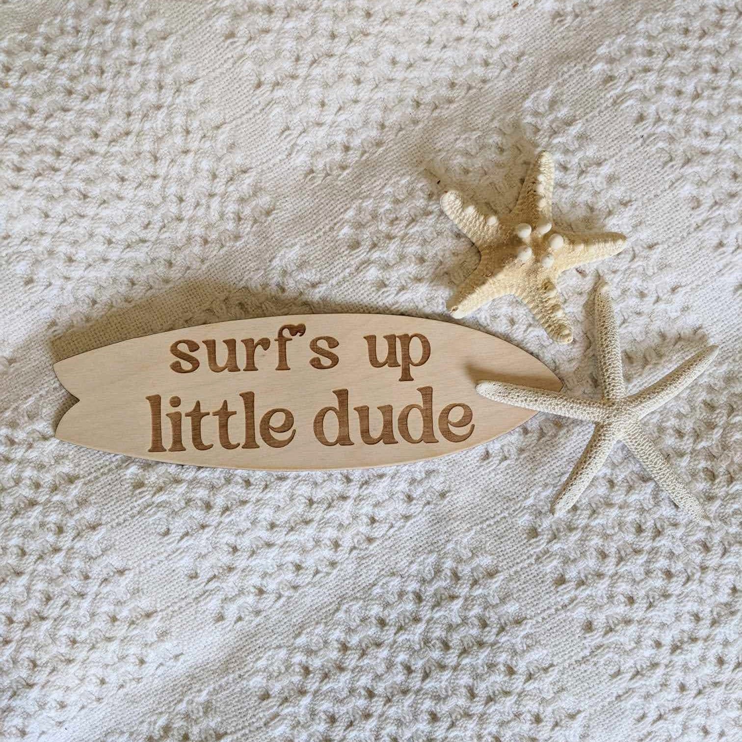 Surf's up Little Dude Shelf Sitter | Surf Nursery Decor | Little Dude ...