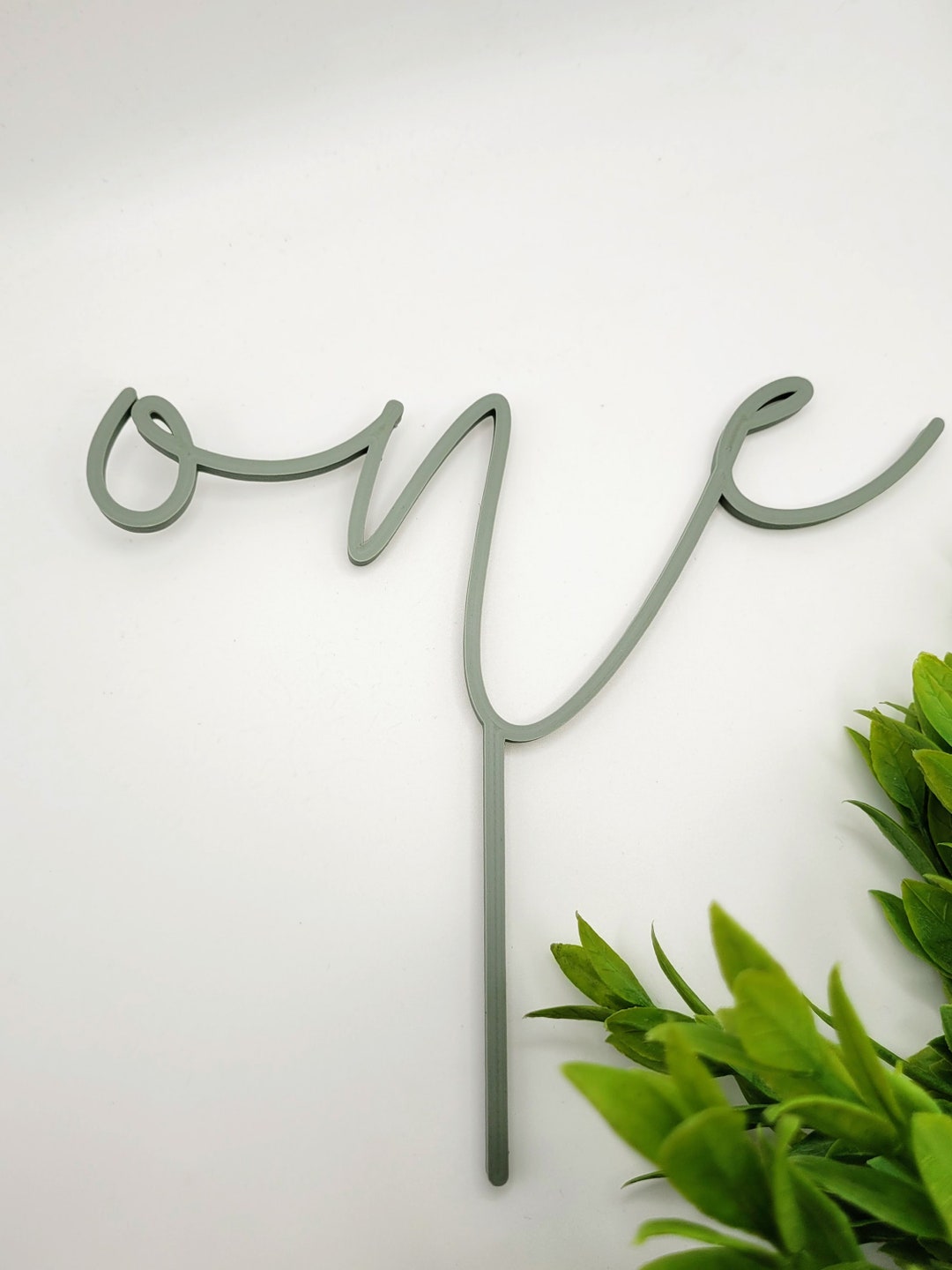 First Birthday Green Cake Topper | Neutral Green One Cake Topper ...