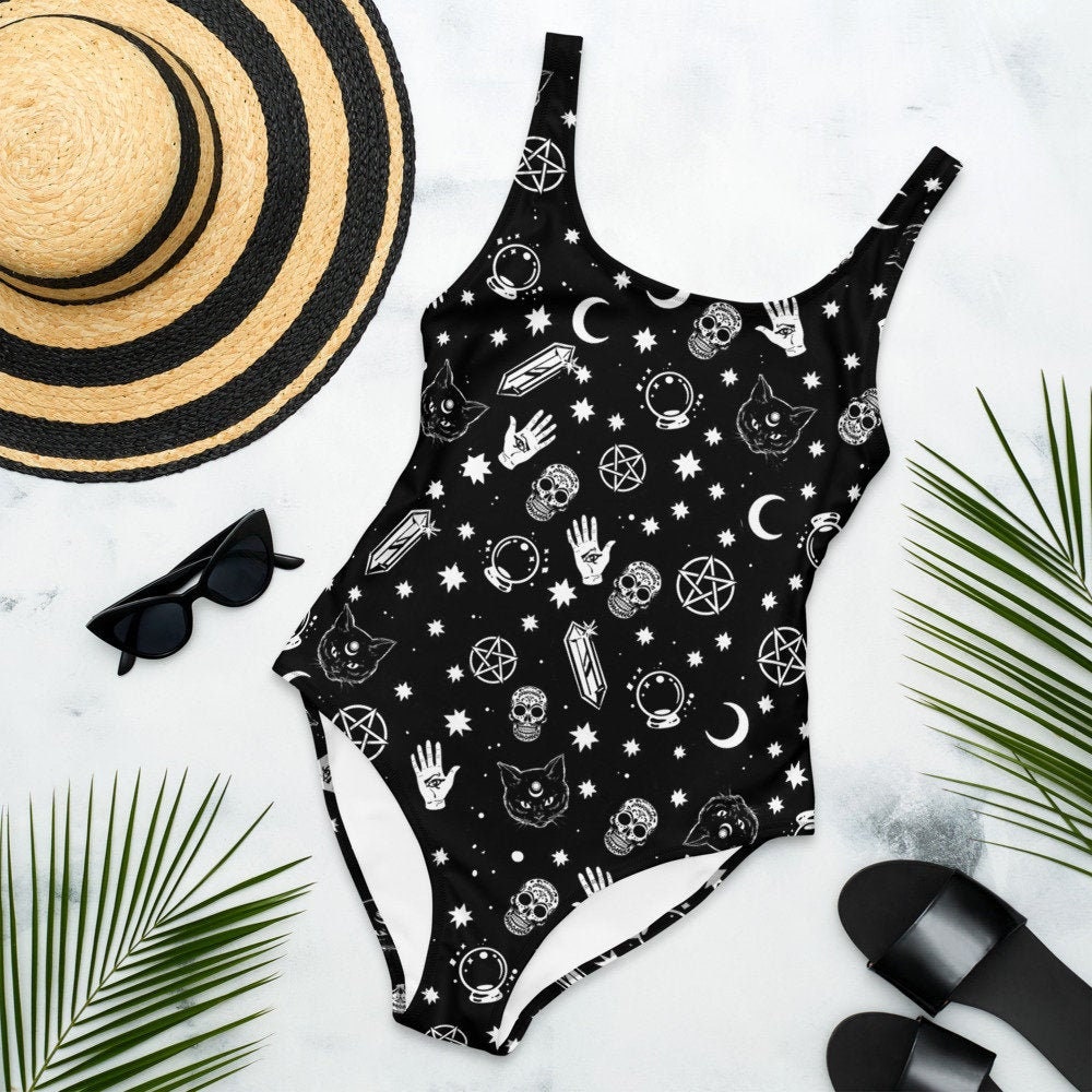 Witchy Woman Dark Crystal Lady Magickal Symbol Tank One-piece Black ...
