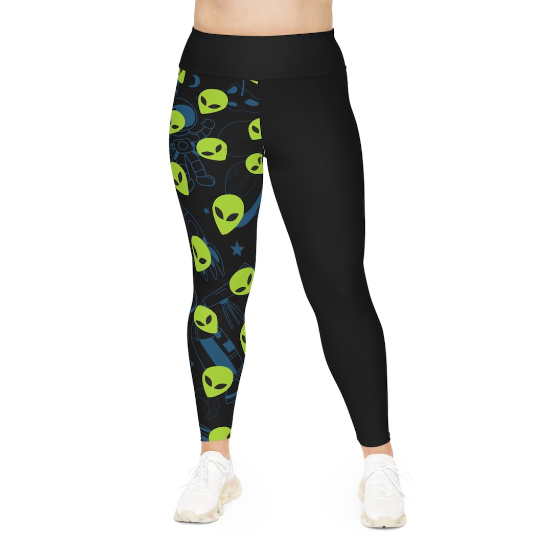 Plus Size Alien UFO Outer Space Print Leggings Yoga Pants - Comfortable ...