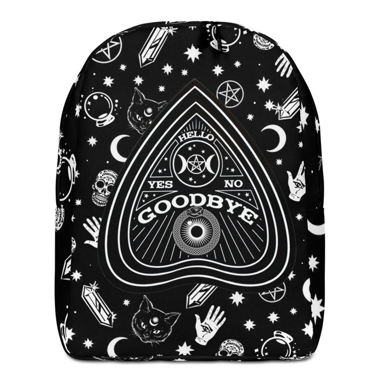 Ouija Board Inspired Planchette Minimalist Blackpack Backpack Goth ...