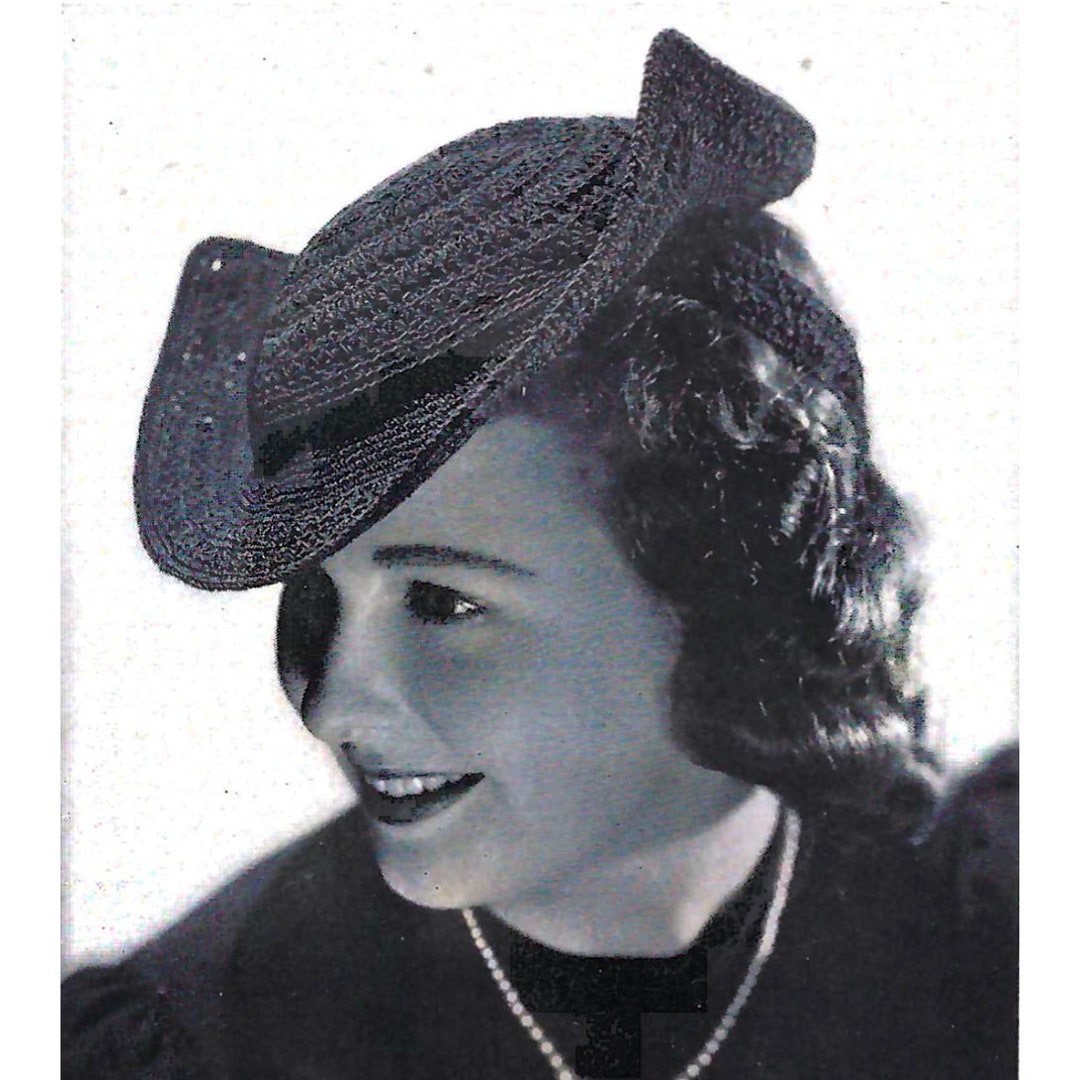 1940s Windsor Hat Crochet Pattern, Vintage 1940s Crochet Pattern ...