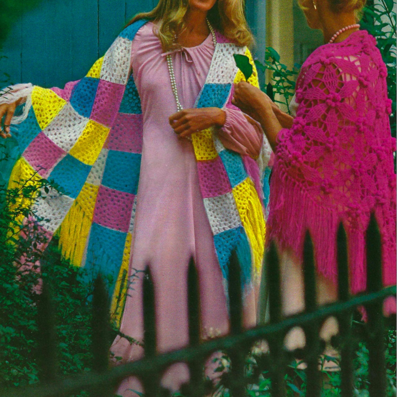 70s Pastel Square Shawl Crochet Pattern, 70s Flower Petal Shawl Crochet ...