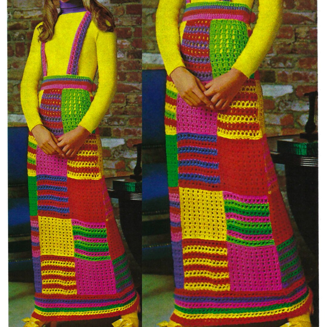 70s Patchwork Skirt Crochet Pattern, Vintage 1970s Crochet Pattern ...