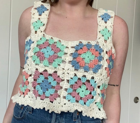 Crochet Granny Square Top Pattern Etsy