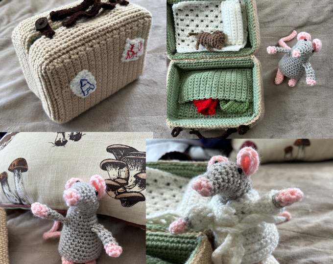 Mouse in a Suitcase Crochet Set - Etsy