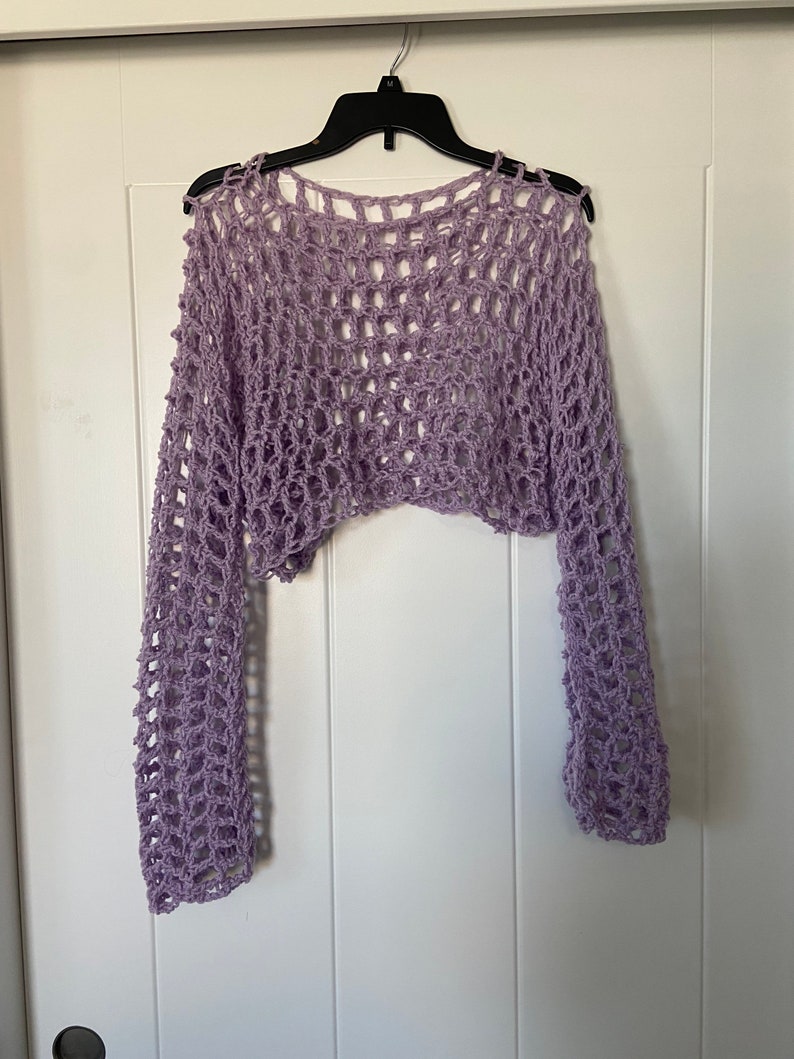 Mesh Crochet Top Mesh Long Sleeve Top Crochet Pattern Etsy