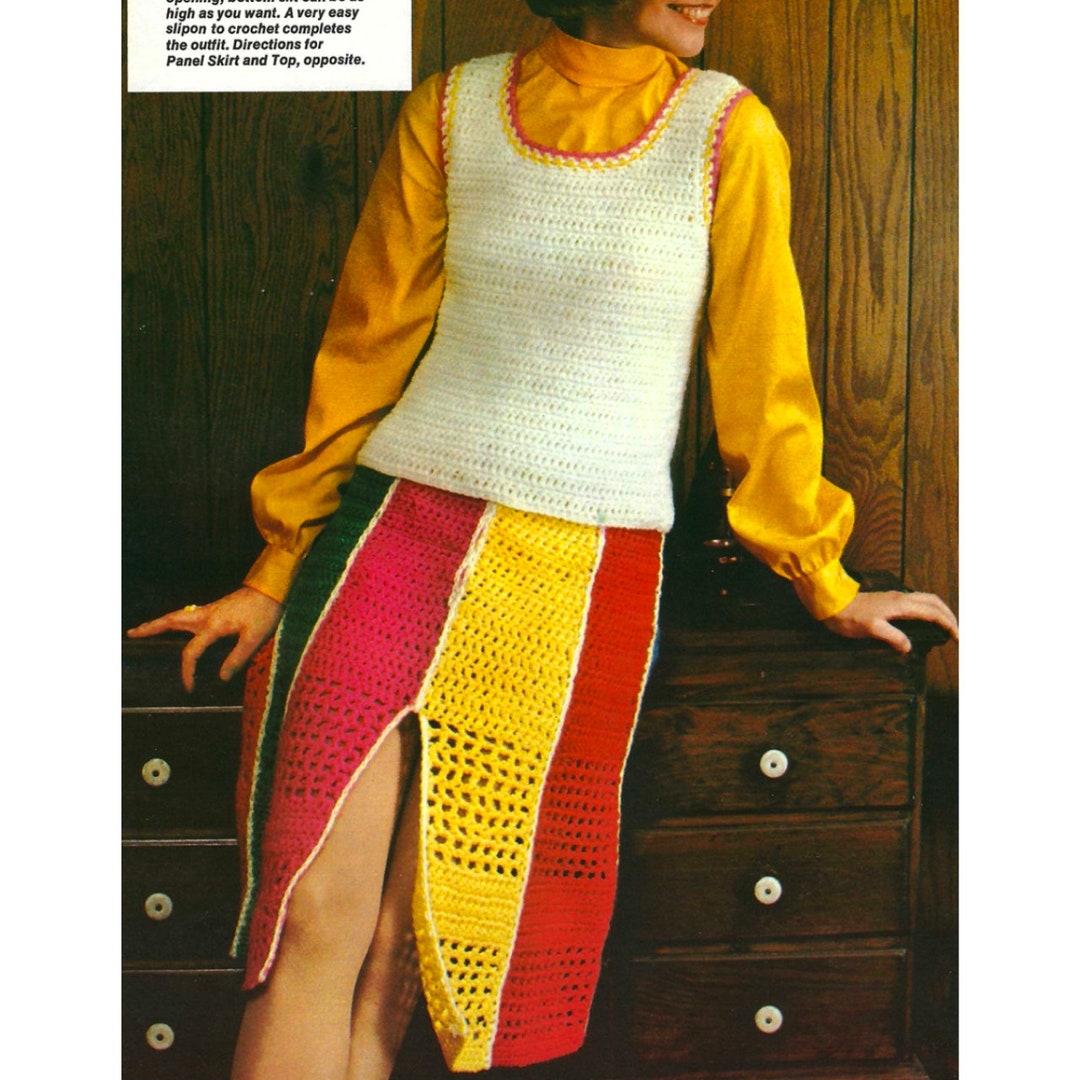 70s Panel Skirt and Top Crochet Pattern, Vintage Crochet Pattern ...