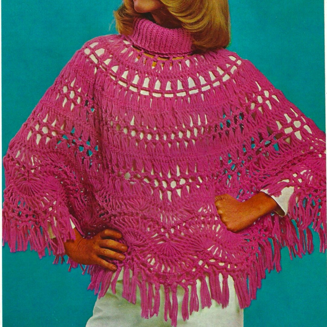 70s Hairpin Lace Poncho Crochet Pattern, Vintage Crochet Pattern ...
