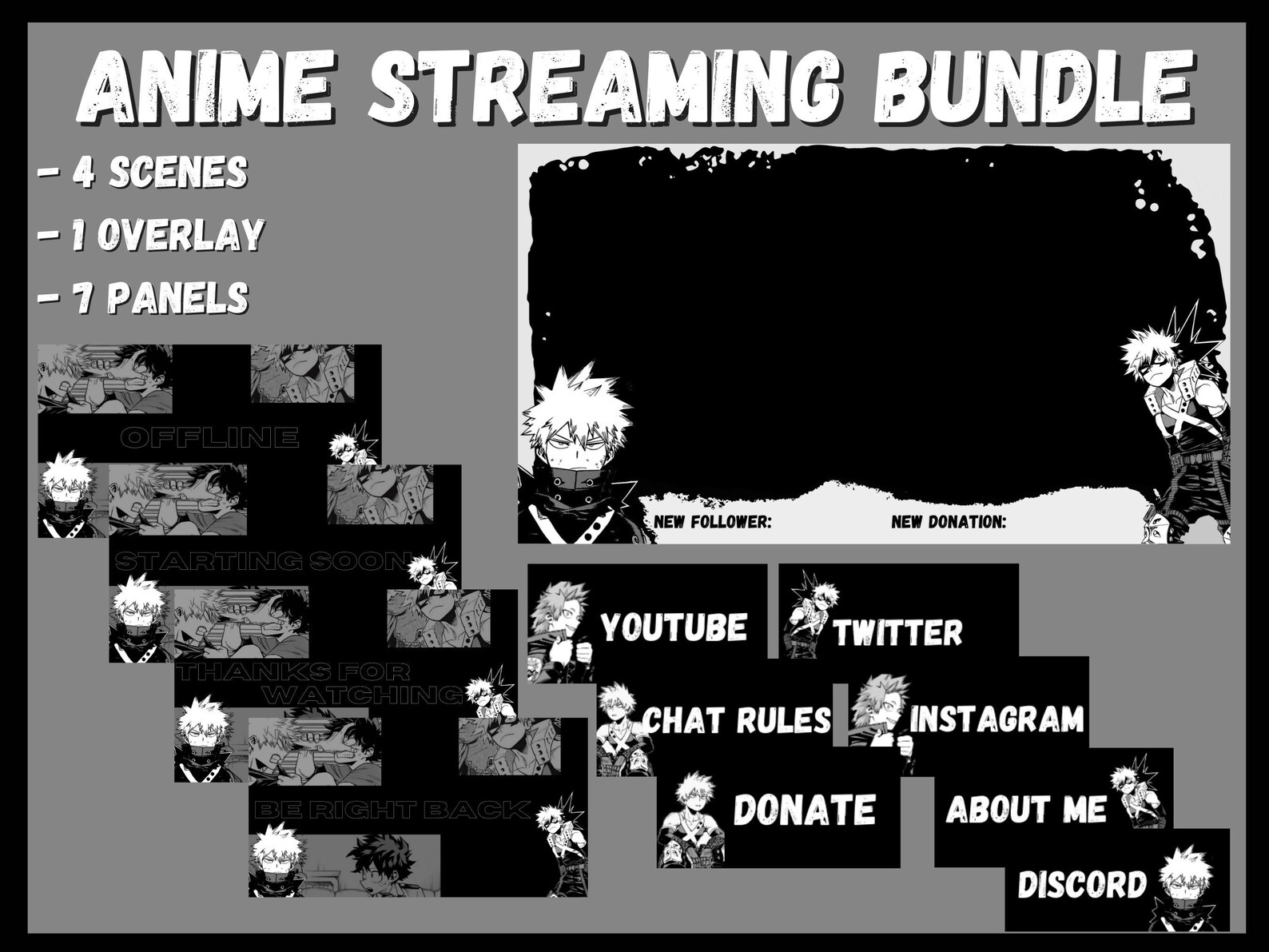 Anime/manga Twitch Overlays Scenes Panels - Etsy Canada