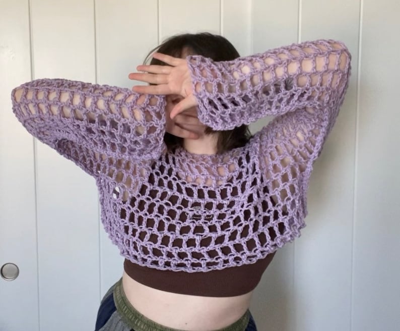 Mesh Crochet Top Mesh Long Sleeve Top Crochet Pattern - Etsy