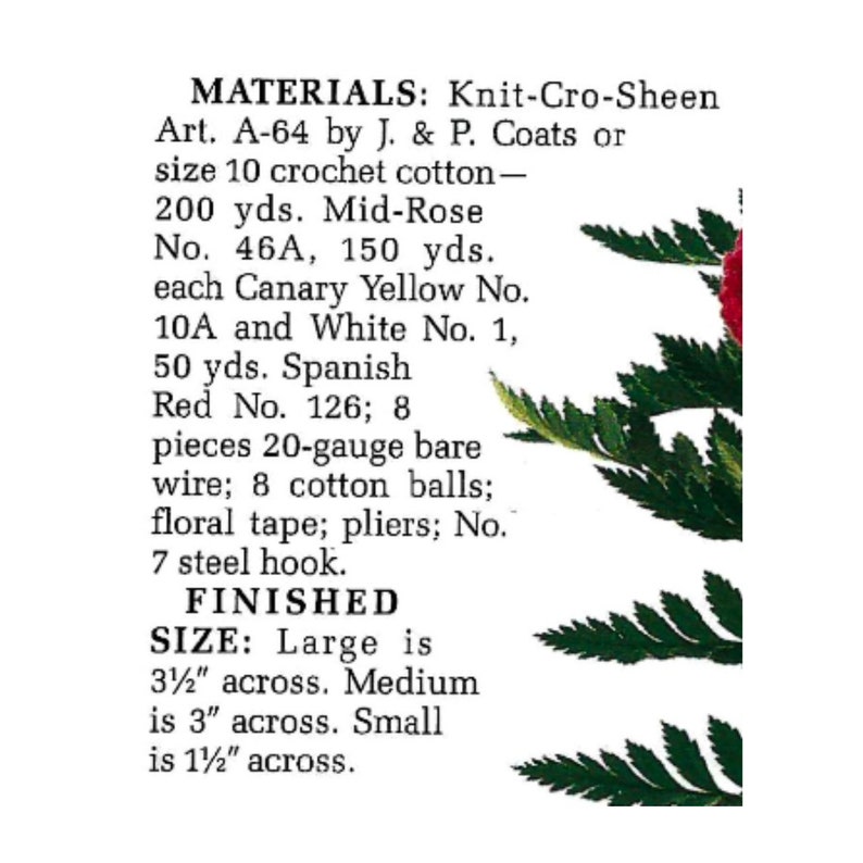 Carnations Crochet Pattern, Vintage 1980s Crochet Pattern, Valentines ...