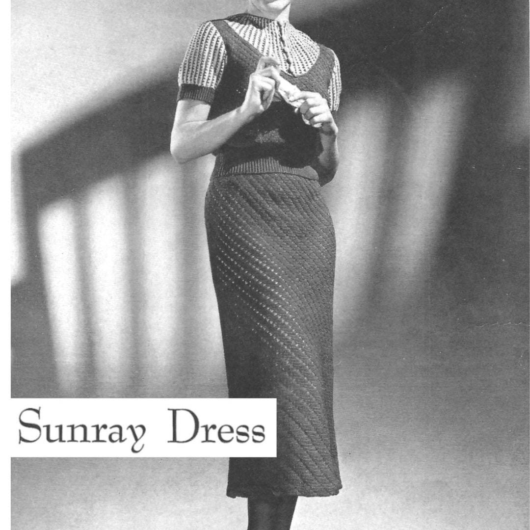 1930s Sunray Dress Crochet Pattern, Vintage 1930s Crochet Pattern - Etsy