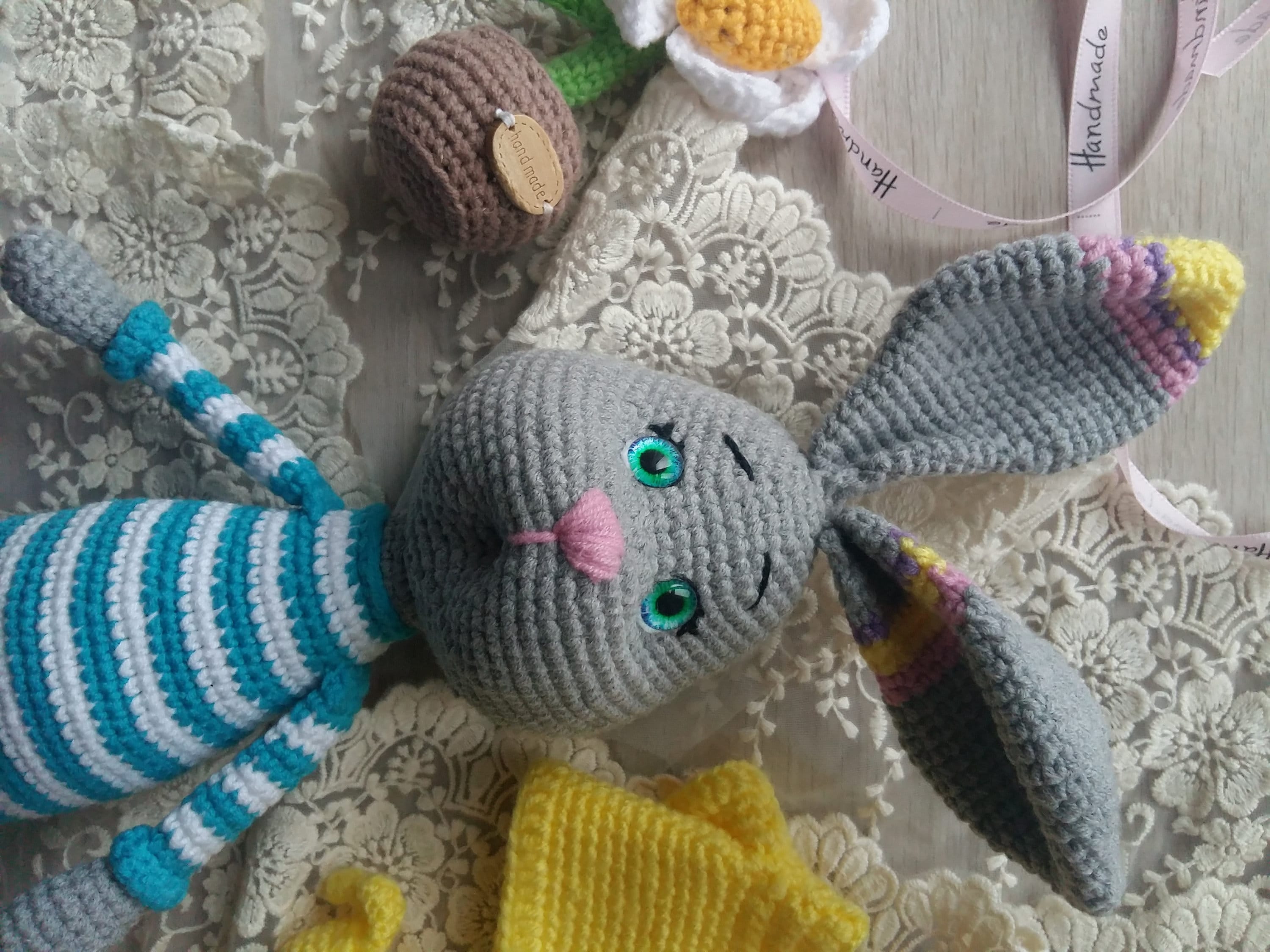 Knitted Bunny Toy Cute Rabbit Handmade Toy Amigurumi Crochet - Etsy