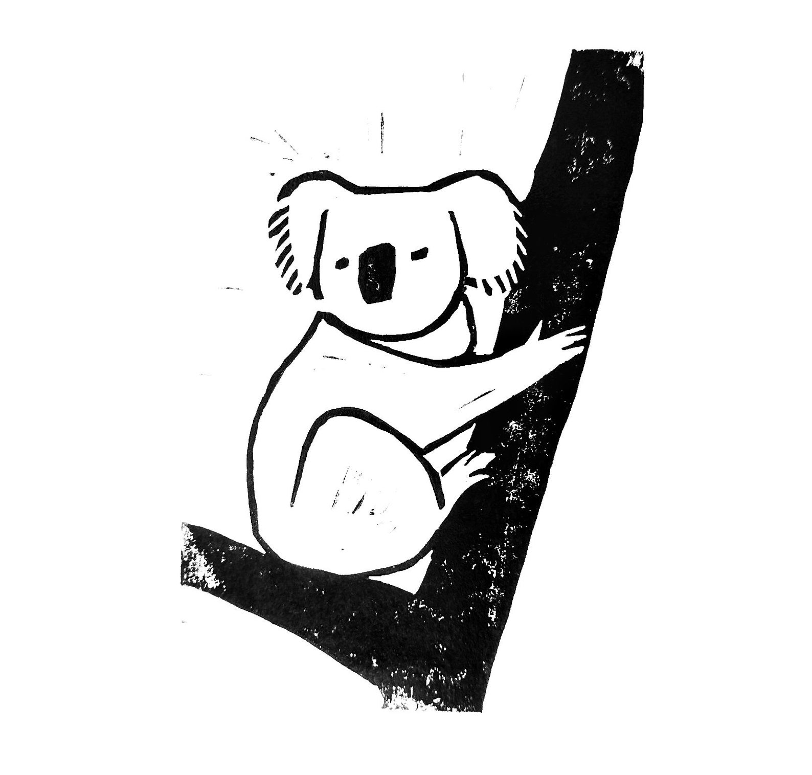 Handprinted linocut greetings card Koala | Etsy