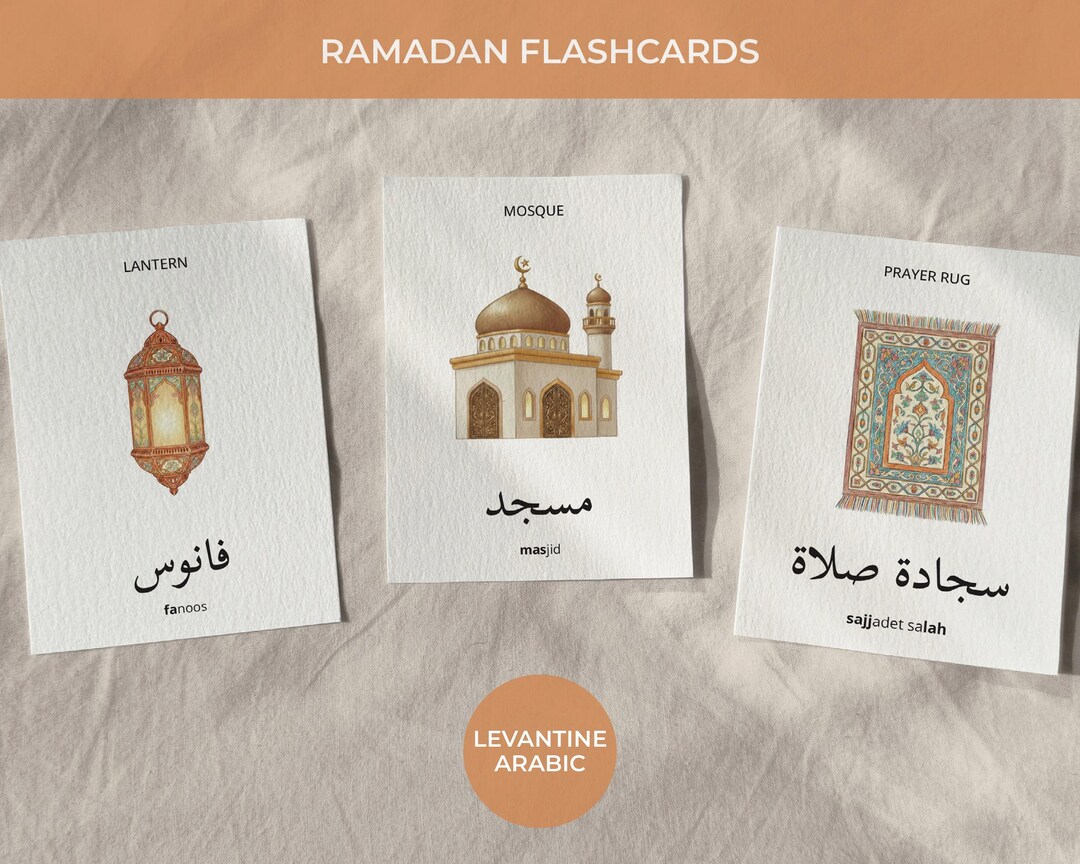 Levantine Arabic Ramadan First Words Montessori Cards, Bilingual ...