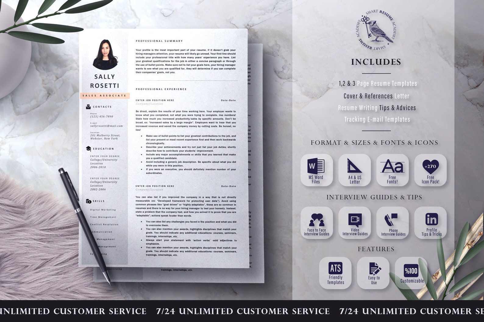 Sales and Marketing Resume Template for WORD Cover Letter - Etsy