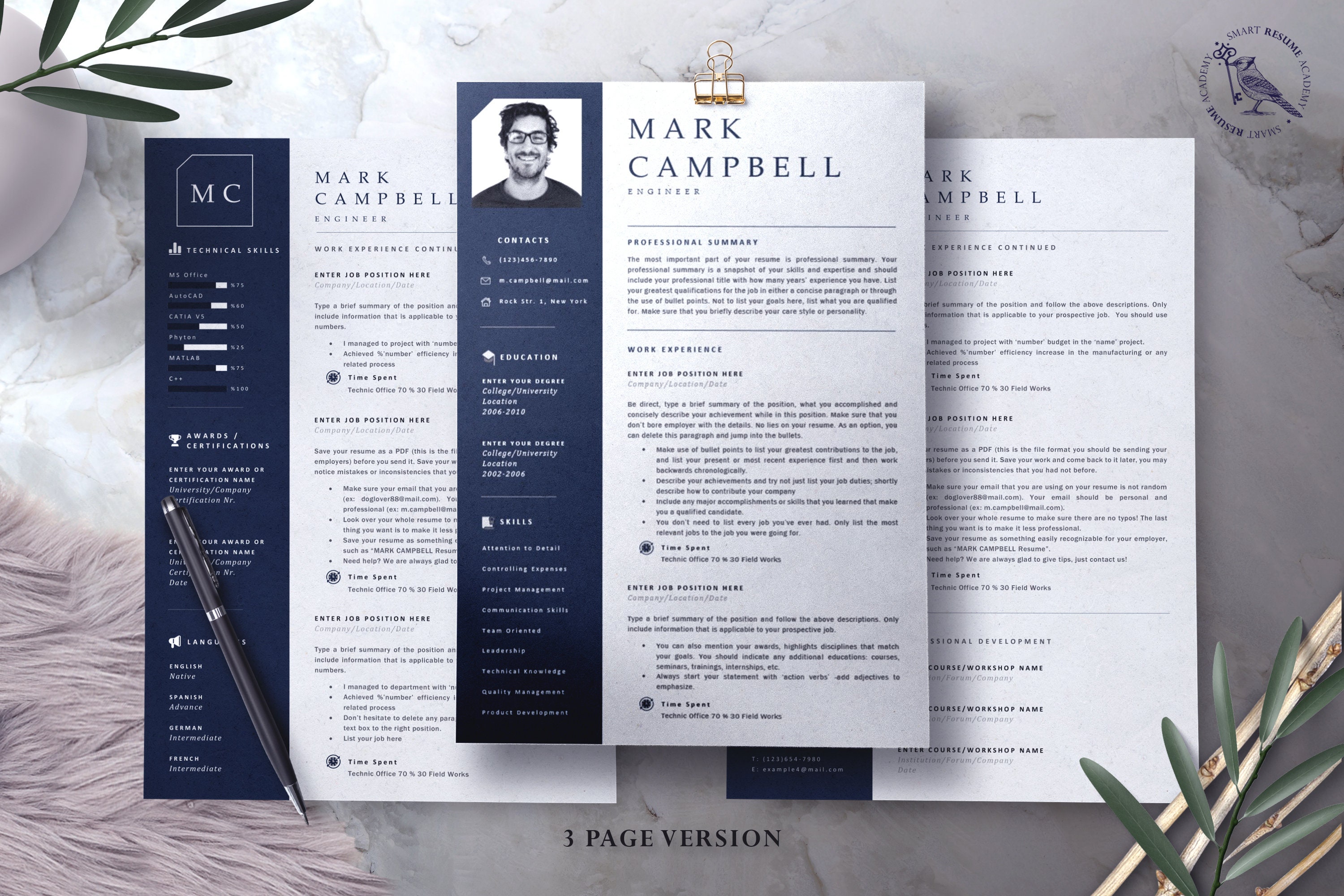 Engineering Resume Template, Modern Resume, Instant Download, Word ...