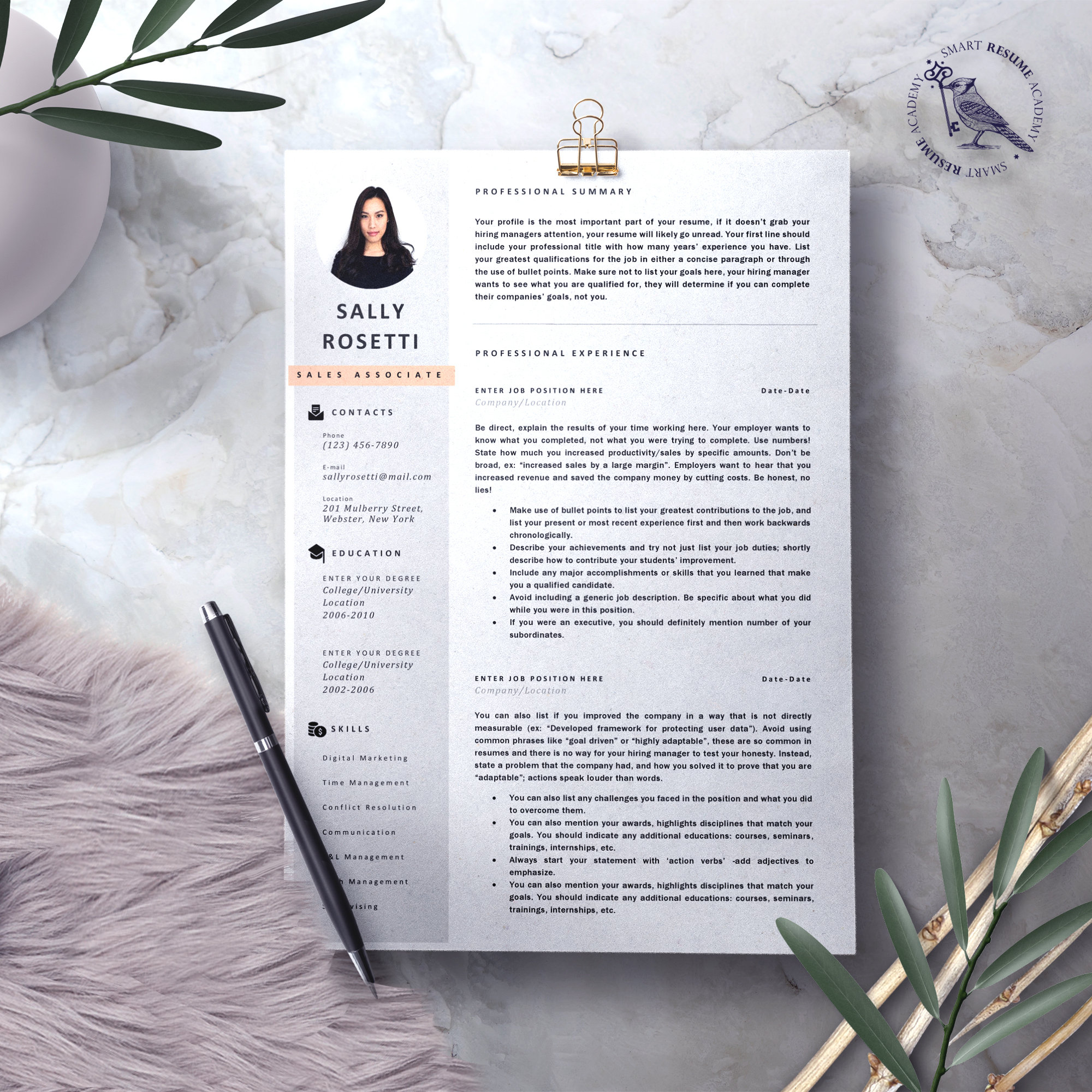 Sales and Marketing Resume Template for WORD + Cover Letter +ref ...