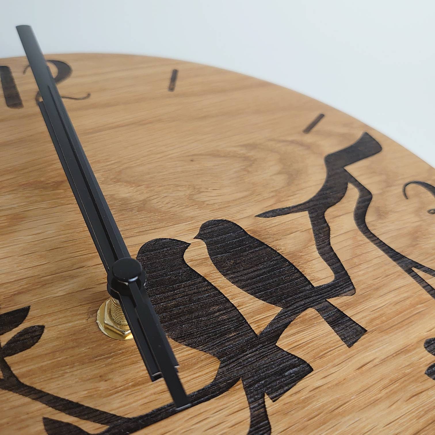 Large Wooden Wall Clock, Natural Oak Wall Clock for Living Room, Custom ...