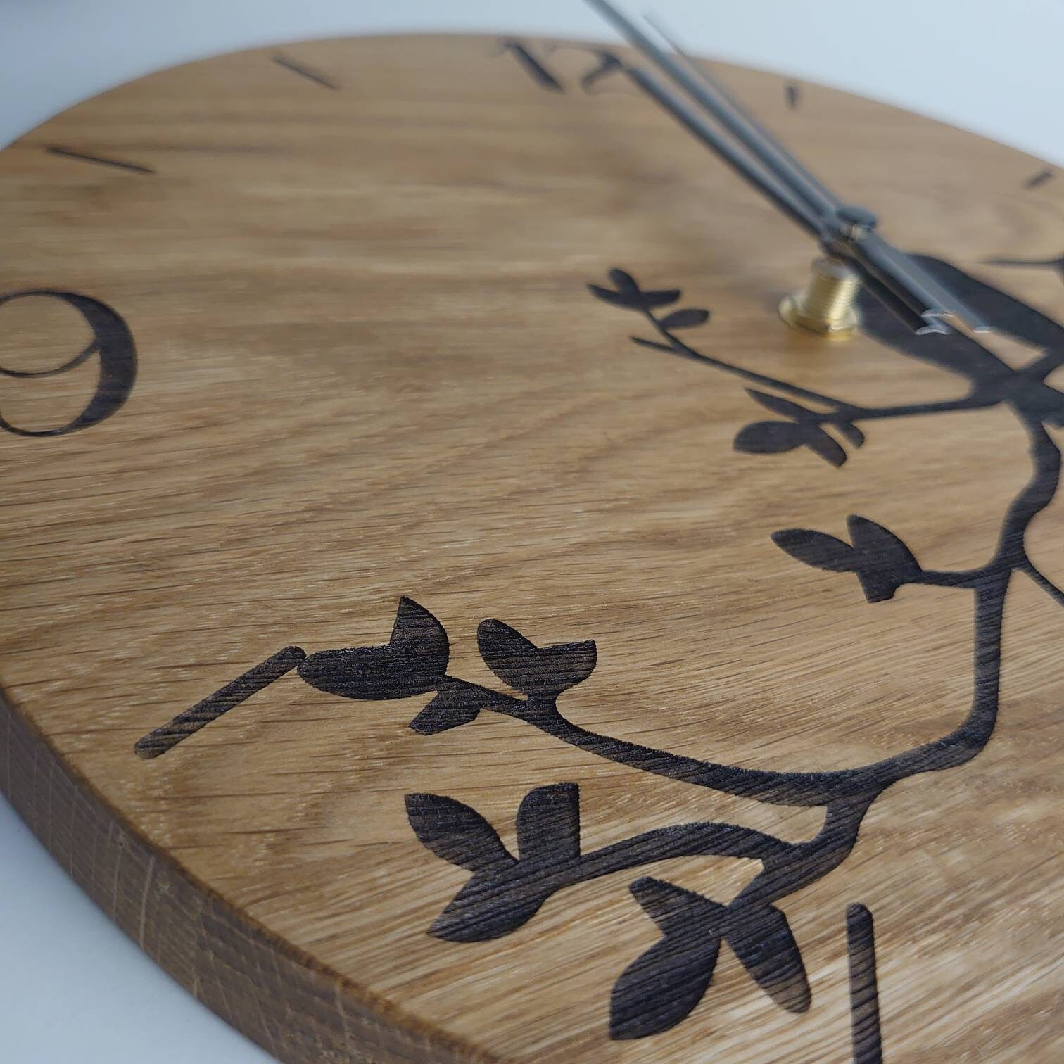 Large Wooden Wall Clock, Natural Oak Wall Clock for Living Room, Custom ...